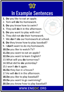 20 Sentences Using ‘DO’, DO in Example Sentences - EngDic
