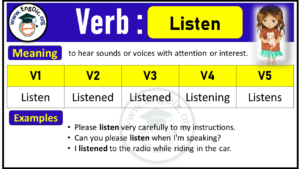 Listen Verb Forms: Past Tense and Past Participle (V1 V2 V3) - EngDic