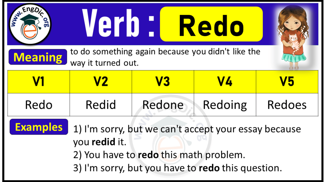 Redo Verb Forms: Past Tense and Past Participle (V1 V2 V3) - EngDic