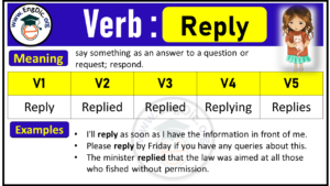 Reply Verb Forms: Past Tense and Past Participle (V1 V2 V3) - EngDic