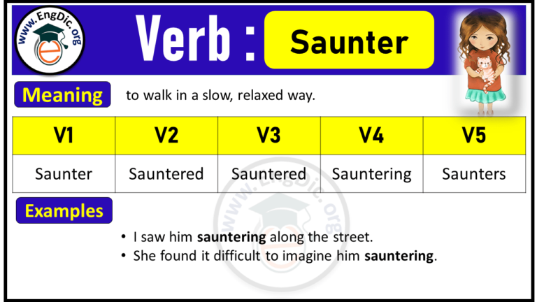 Saunter Verb Forms: Past Tense and Past Participle (V1 V2 V3) - EngDic