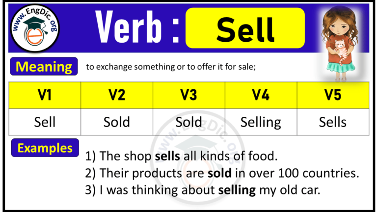 Sell Verb Forms: Past Tense and Past Participle (V1 V2 V3) - EngDic