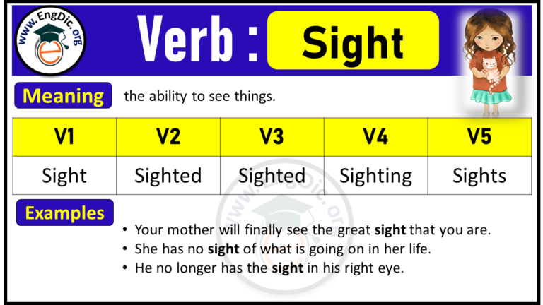 Sight Verb Forms: Past Tense and Past Participle (V1 V2 V3) - EngDic