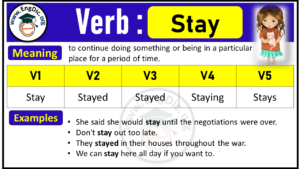 Stay Verb Forms: Past Tense and Past Participle (V1 V2 V3) - EngDic