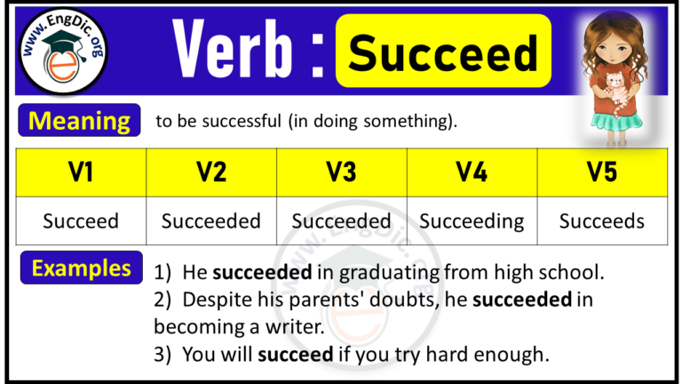Succeed Verb Forms: Past Tense and Past Participle (V1 V2 V3) - EngDic