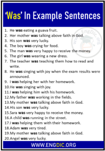 20 Sentences Using 'WAS', WAS in Example Sentences - EngDic
