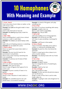 10 Homophones with Meaning and Examples - EngDic