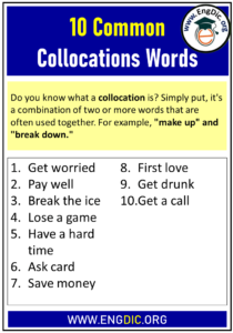 10 Common Collocations Words & Example Sentences - EngDic