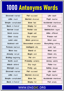1000 Antonyms Words List - EngDic