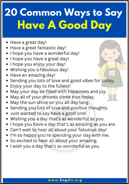 Unique, Cute, & Romantic Ways to Say Have a Good Day - EngDic