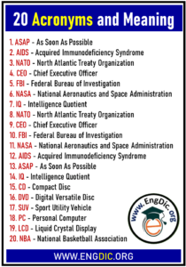 20 Acronyms and Their Meaning - EngDic
