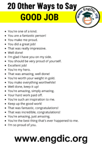 220+ Powerful Ways to Say Good Job - EngDic