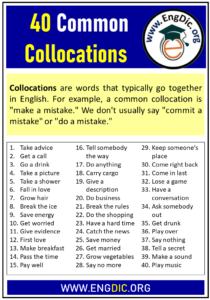 40 Common Collocation Words [Most Important] - EngDic