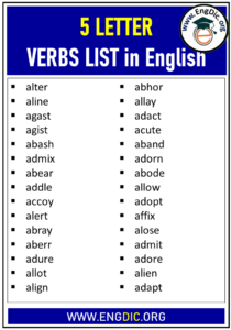 5 Letter Verbs List In English - EngDic