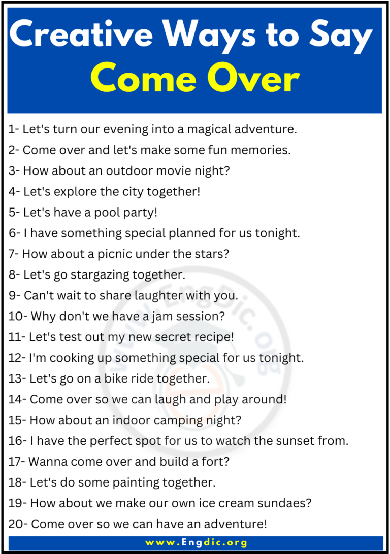 20+ Creative Ways to Say Come Over - EngDic