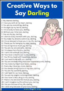 30+ Creative Ways to Say Darling - EngDic