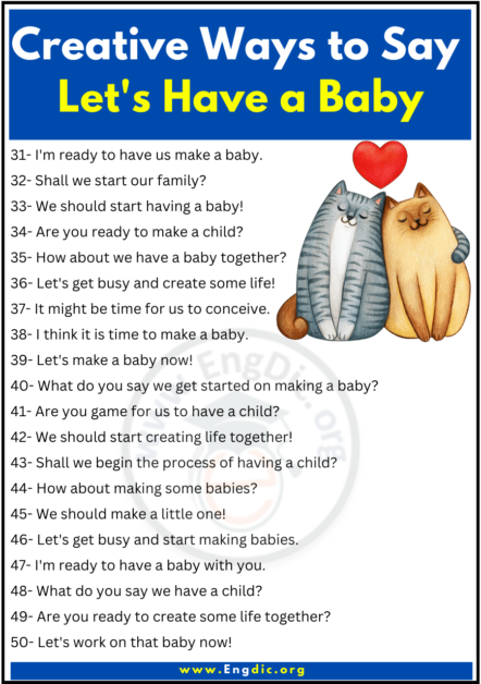 50+ Creative Ways to Say Let's Have A Baby - EngDic