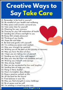 220+ Creative Ways to Say Take Care, Synonyms of Take Care - EngDic