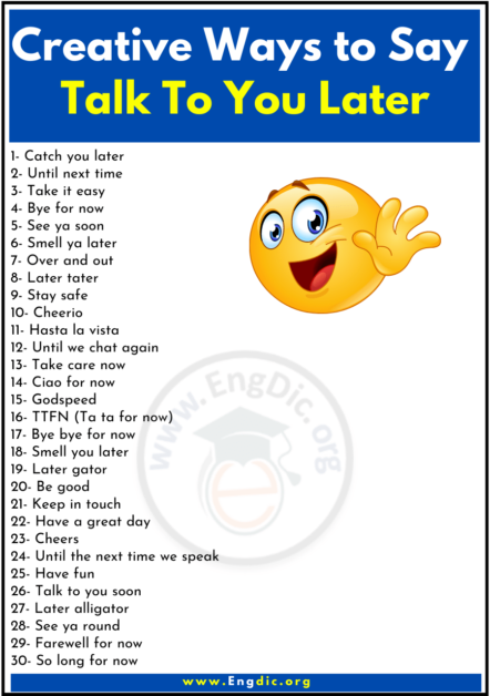 100+ Creative Ways to Say Talk To You Later - EngDic
