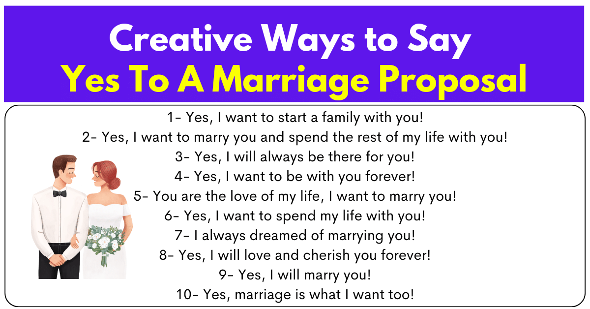 220+ Creative Ways to Say Yes To A Marriage Proposal - EngDic