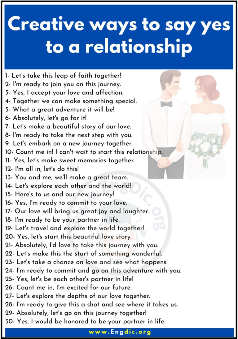 220+ Creative Ways to Say Yes To A Marriage Proposal - EngDic