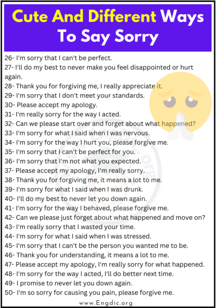 50+ Cute And Different Ways To Say Sorry In English - EngDic