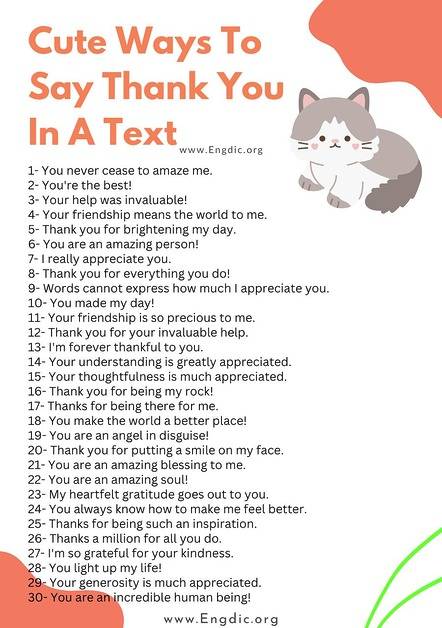 60 Cute Ways To Say Thank You In A Text - EngDic