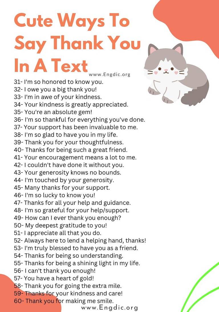 60 Cute Ways To Say Thank You In A Text - EngDic