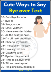 120+ Sweet, Cute Ways to Say Bye Over Text - EngDic