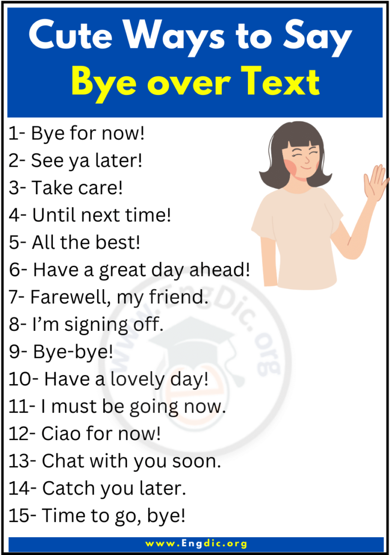 120+ Sweet, Cute Ways to Say Bye Over Text - EngDic