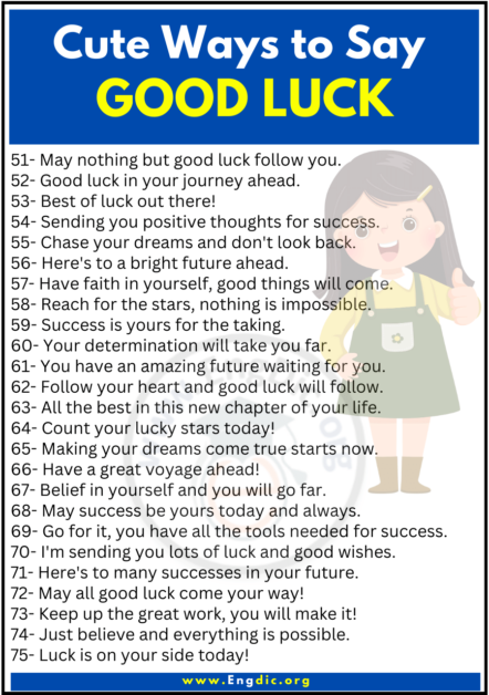 120+ Cute Ways to Say Good Luck, GOOD LUCK Phrases - EngDic