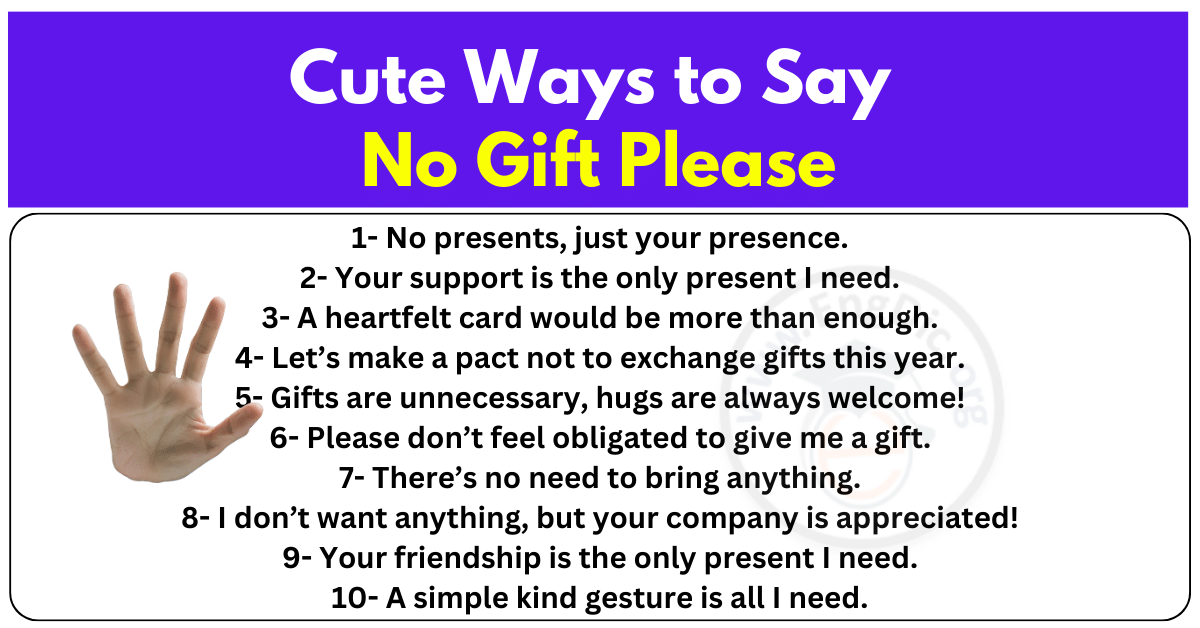 50+ Cute Ways to Say No Gift Please - EngDic