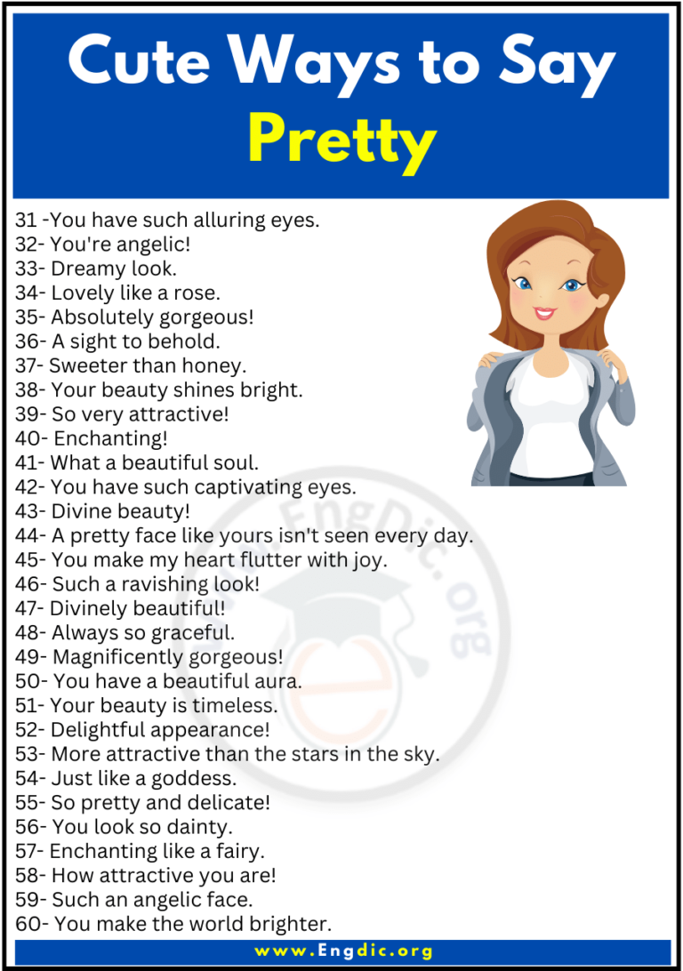 200+ Cute Ways to Say Pretty, Synonyms of Pretty - EngDic