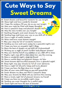 140+ Cute Ways to Say Sweet Dreams, Sweet Dreams Synonyms - EngDic