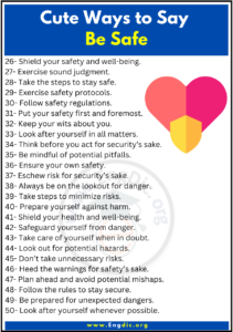70+ Cute, Unique & Creative Ways to Say Be Safe - EngDic