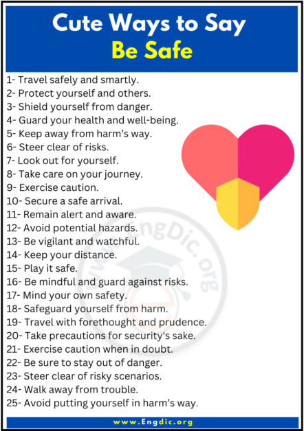 70+ Cute, Unique & Creative Ways to Say Be Safe - EngDic