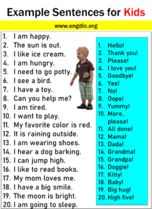 20 Example Sentences for Kids/Child/Toddler - EngDic