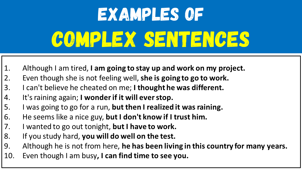 10 Examples of Complex Sentences in English - EngDic