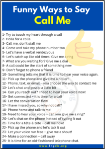 50+ Funny Ways to Say Call Me - EngDic