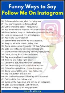 50+ Funny Ways to Say Follow Me On Instagram - EngDic