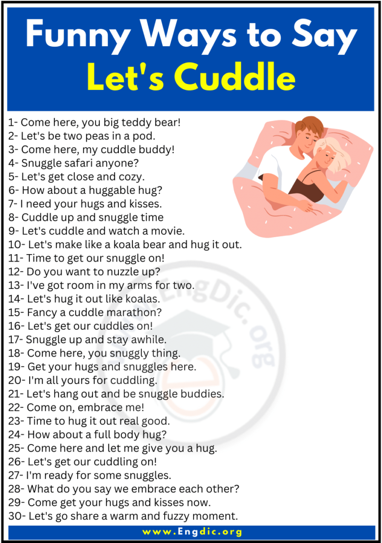 30+ Funny Ways to Say Let's Cuddle - EngDic