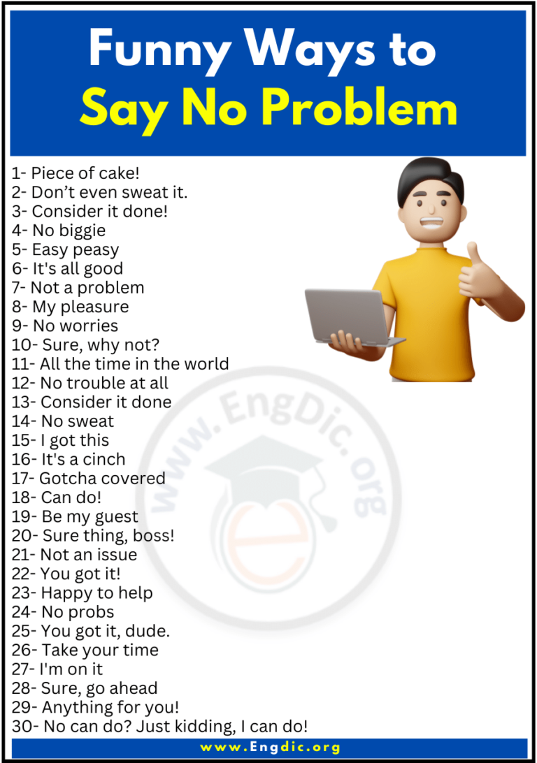 30+ Funny Ways to Say No Problem - EngDic