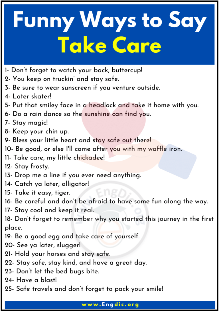 50 Funny Ways To Say Take Care EngDic 50 Funny Ways To Say Take Care EngDic