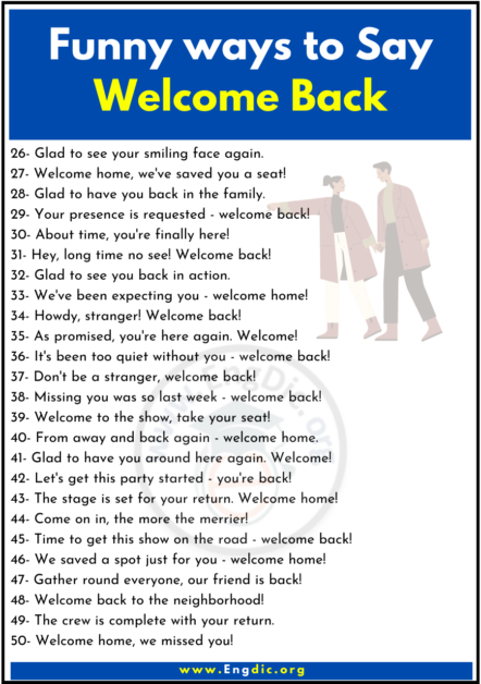 50+ Funny Ways to Say Welcome Back - EngDic