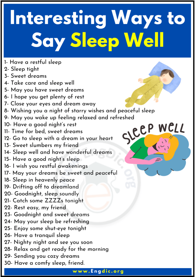 220+ Other Ways to Say Sleep Well {Cute & Romantic} - EngDic
