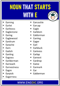 850+ Nouns that Start with E (All Types and Pictures) - EngDic