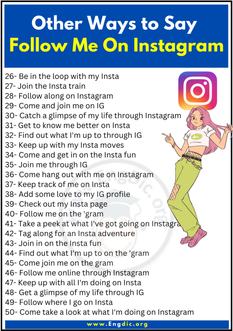120+ Other Cute Ways to Say Follow Me On Instagram - EngDic
