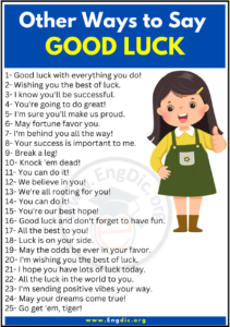 120+ Cute Ways to Say Good Luck, GOOD LUCK Phrases - EngDic