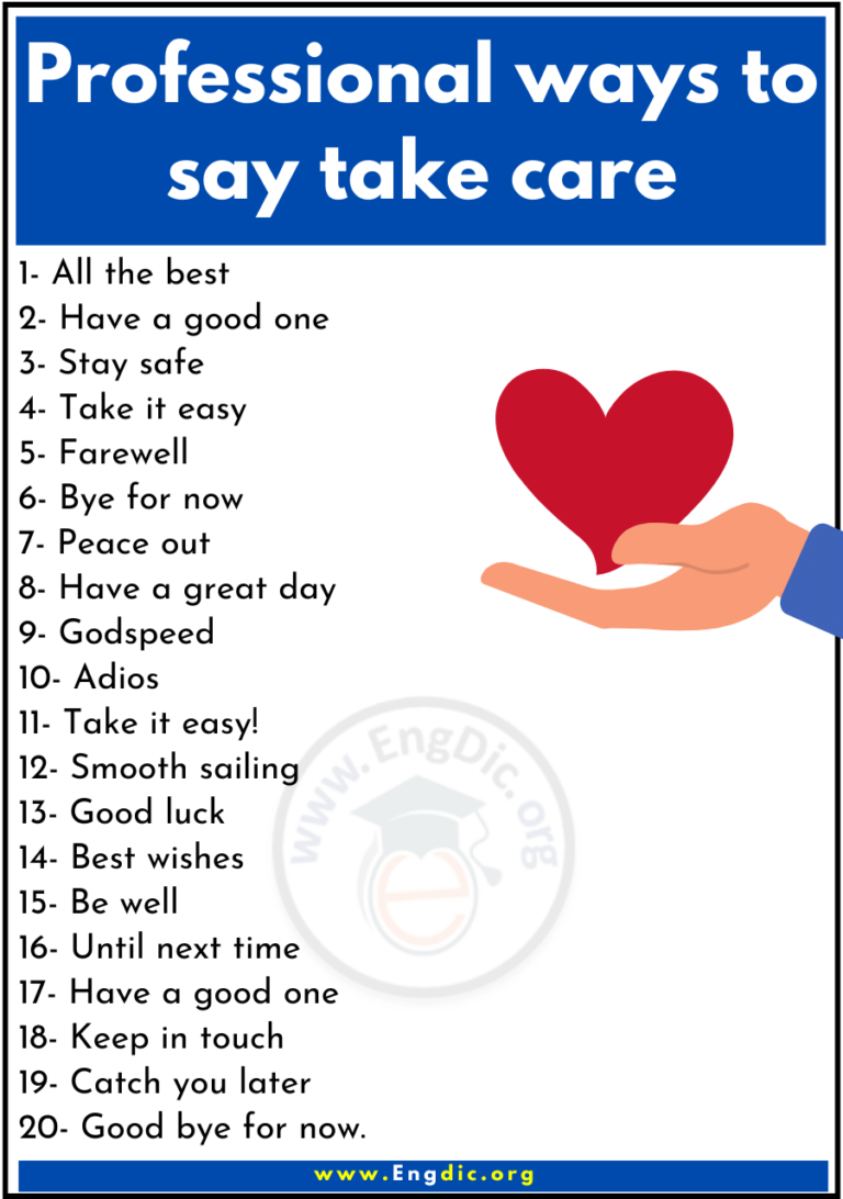 220+ Creative Ways to Say Take Care, Synonyms of Take Care - EngDic