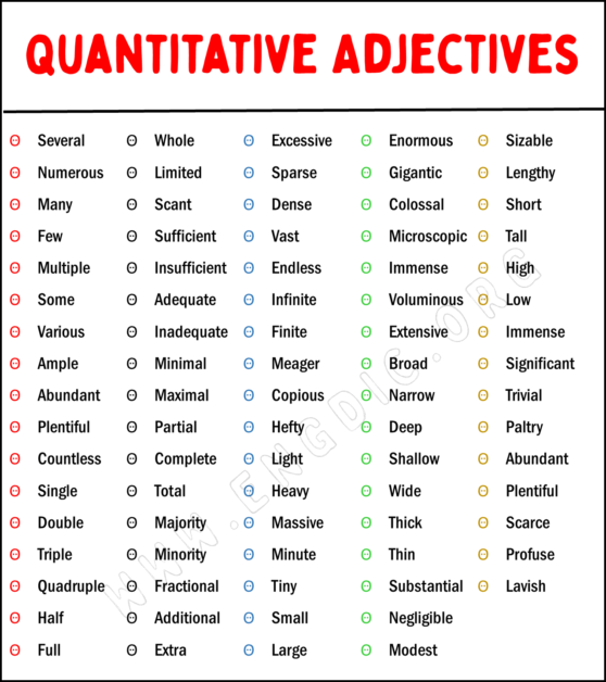 45+ List of Quantitative Adjectives in English - EngDic